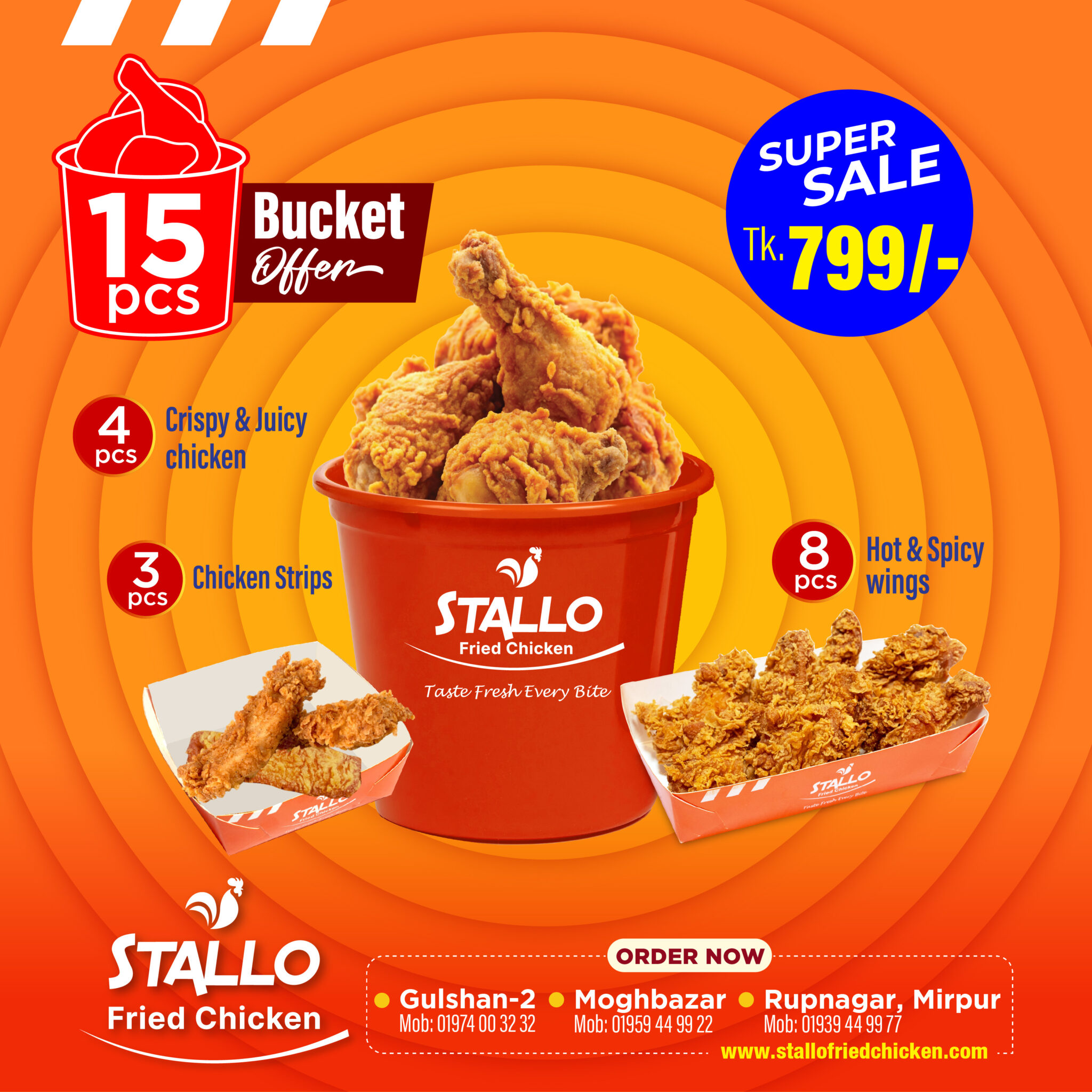 15 pcs Chicken (Bucket) - Stallo Fried Chicken